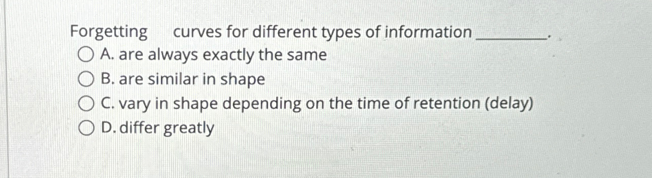Solved Forgetting curves for different types of | Chegg.com