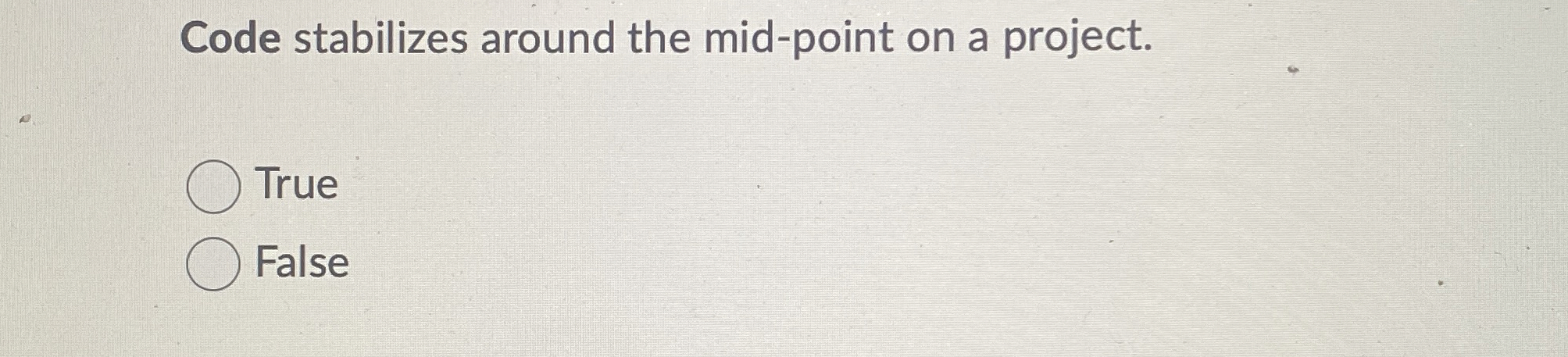 Solved Code stabilizes around the mid-point on a project. | Chegg.com