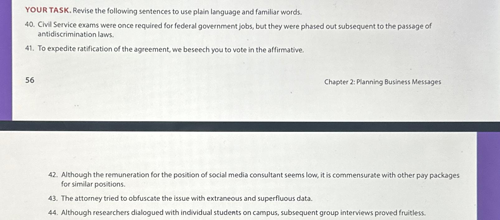 Solved YOUR TASK. Revise the following sentences to use | Chegg.com