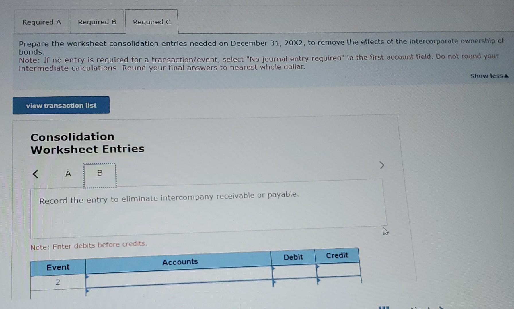 Solved Prepare the worksheet consolidation entries needed on | Chegg.com