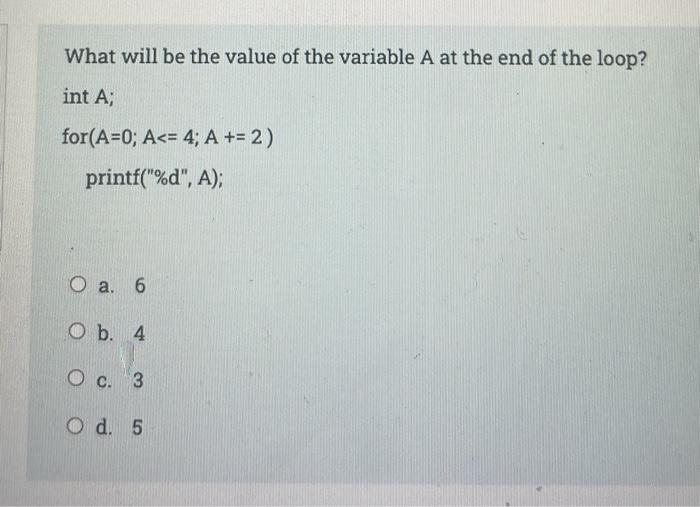 Solved How many times the following loop will be executed | Chegg.com