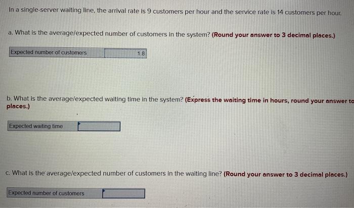 Solved In a single-server waiting line, the arrival rate is | Chegg.com
