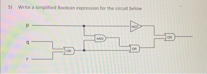 Solved 5) Write a simplified Boolean expression for the | Chegg.com