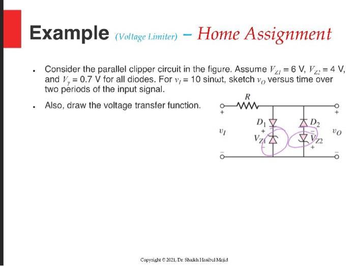 Solved Example (Voltage Limiter) – Home Assignment Consider | Chegg.com