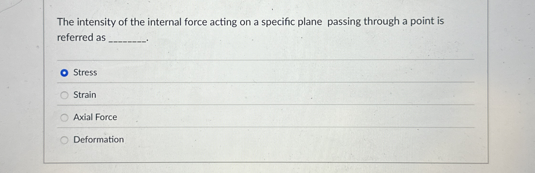Solved The intensity of the internal force acting on a | Chegg.com