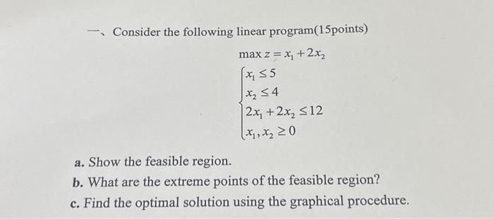 Solved 一、Consider the following linear program(15points) | Chegg.com