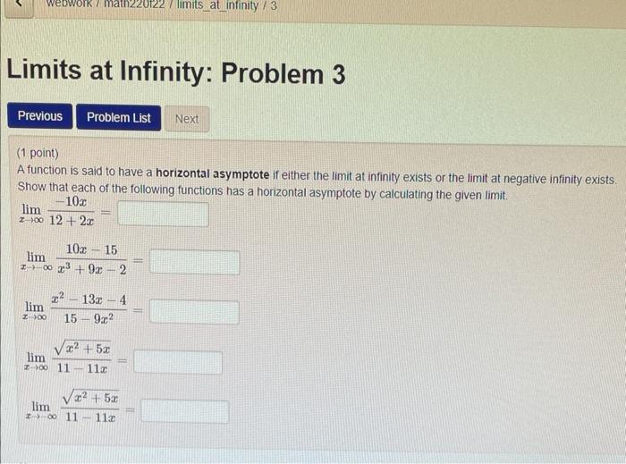 Solved A function is said to have a horizontal asymptote if | Chegg.com