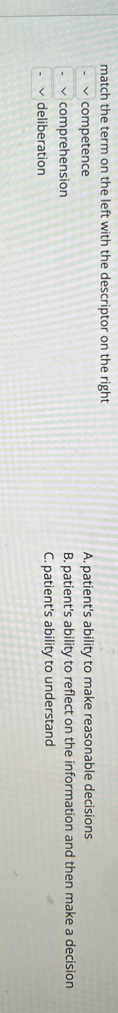 Solved match the term on the left with the descriptor on the | Chegg.com