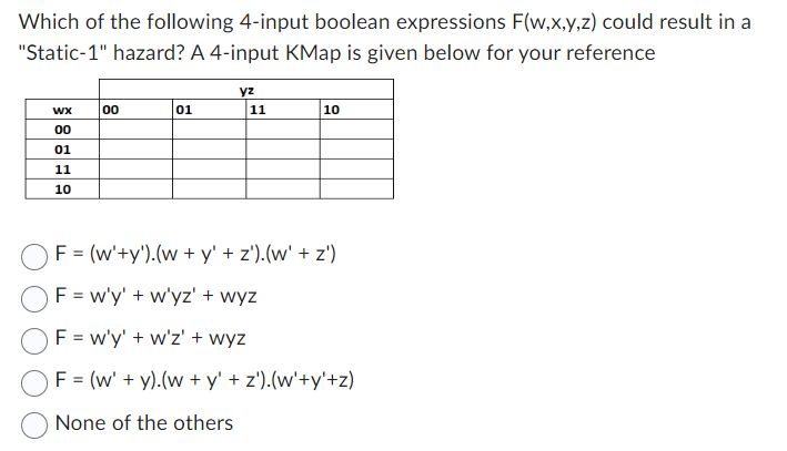 Solved Which of the following 4-input boolean expressions | Chegg.com