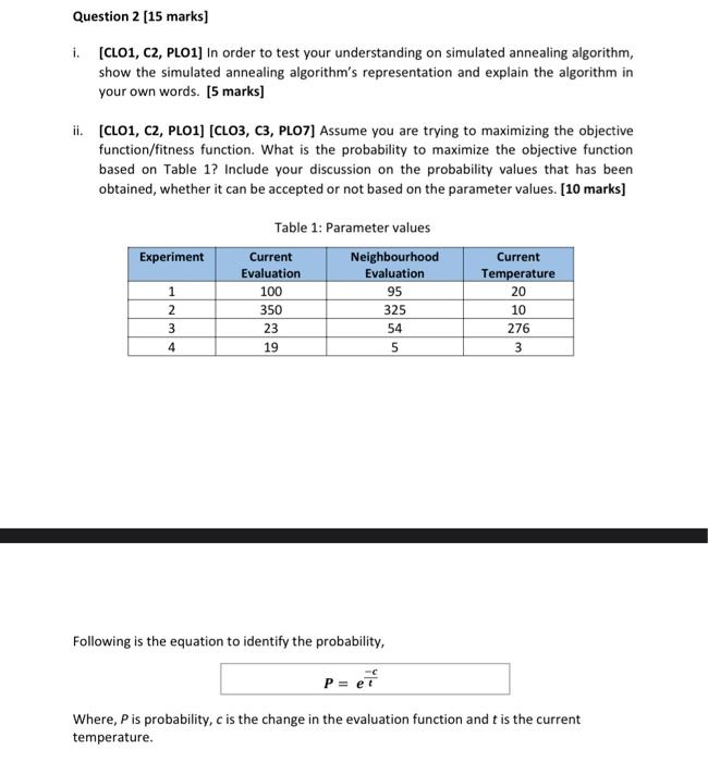 Solved Question 2 (15 marks] i. (CLO1, C2, PLO1] In order to | Chegg.com