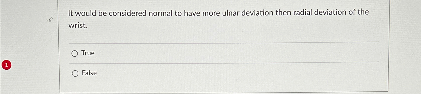 Solved It would be considered normal to have more ulnar | Chegg.com