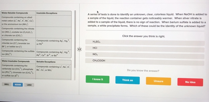 Solved A series of tests is done to identify an unknown, | Chegg.com