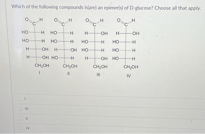 Solved Which of the following compounds is(are) an epimer(s) | Chegg.com