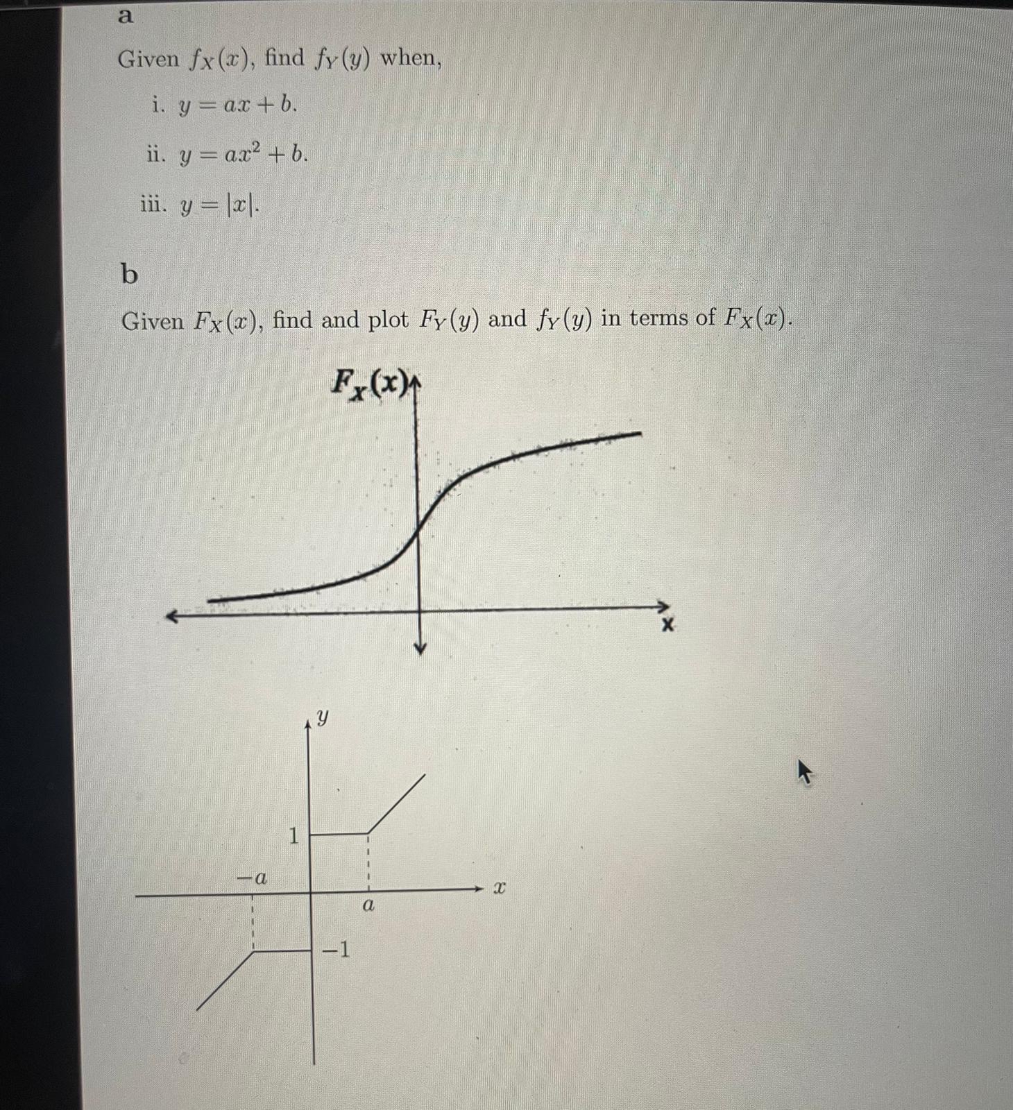 Solved aGiven fx(x), ﻿find fY(y) | Chegg.com