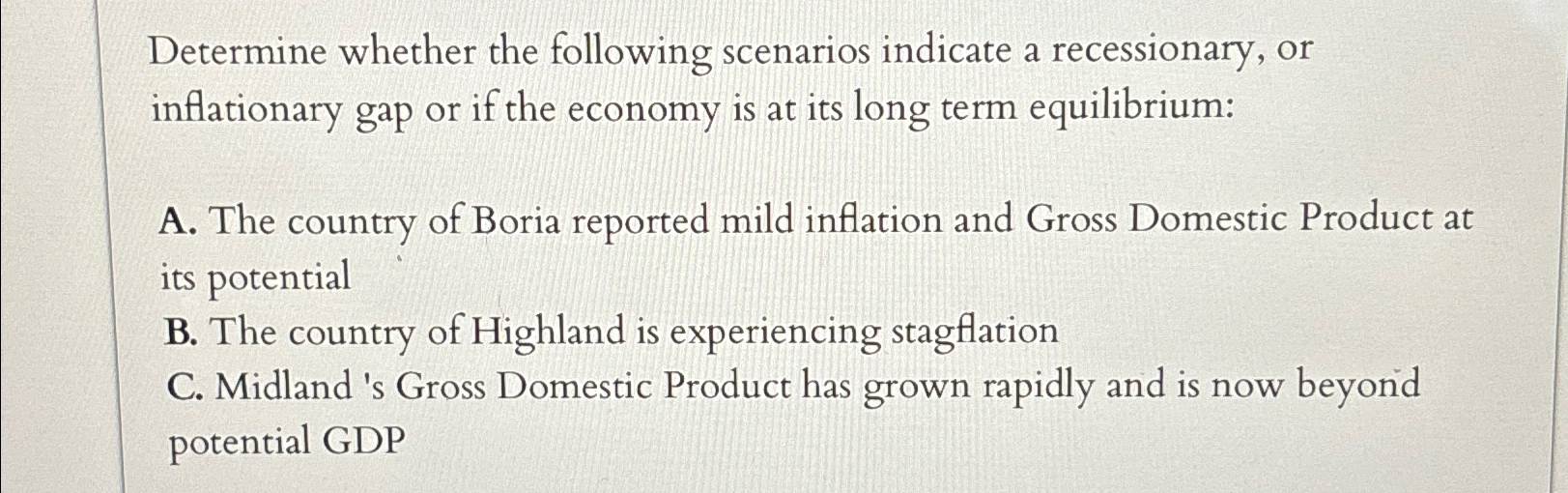 Solved Determine whether the following scenarios indicate a | Chegg.com