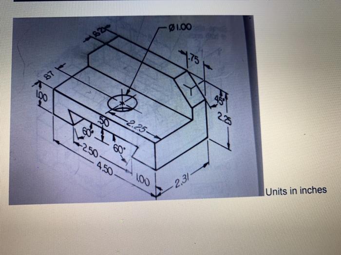 Solved complete a 3 view drawing of the object (front, top & | Chegg.com