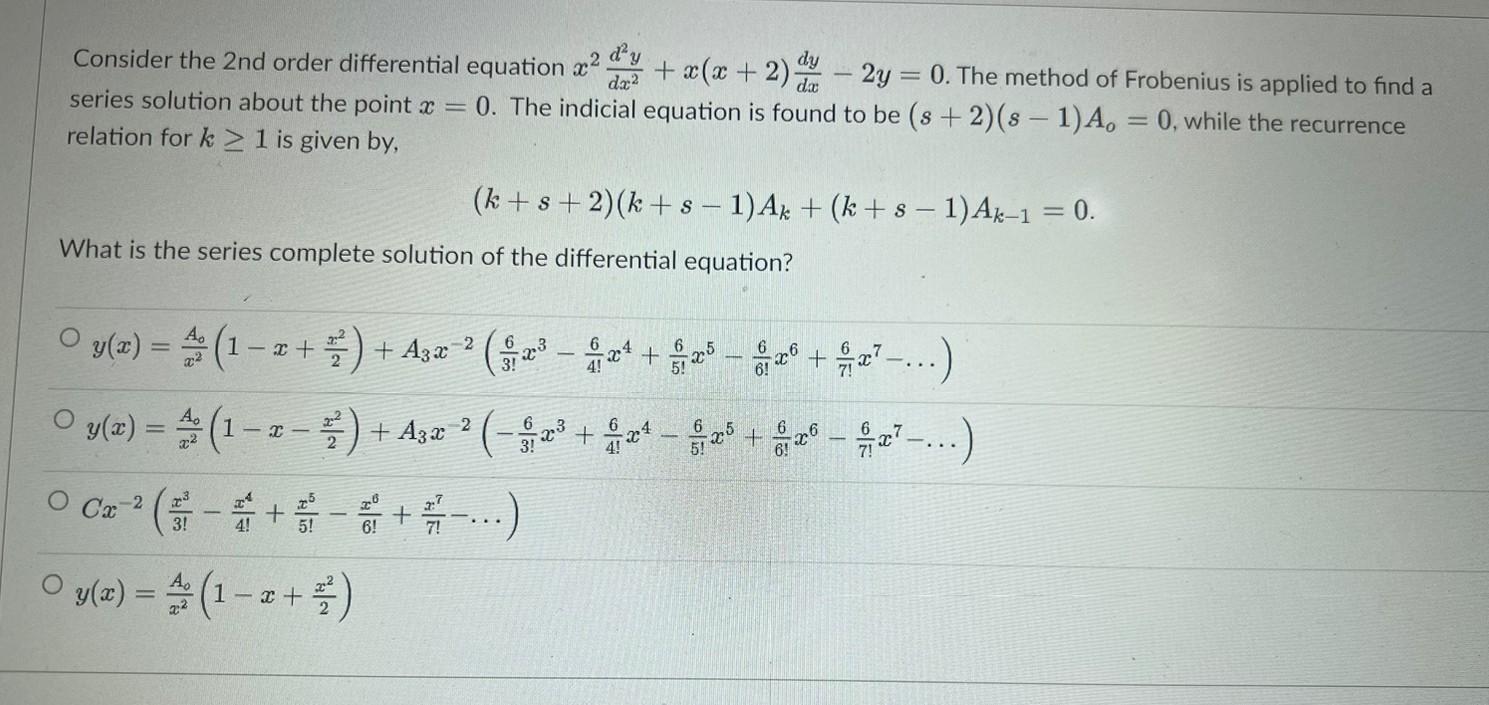 Solved Consider the 2 nd order differential equation | Chegg.com