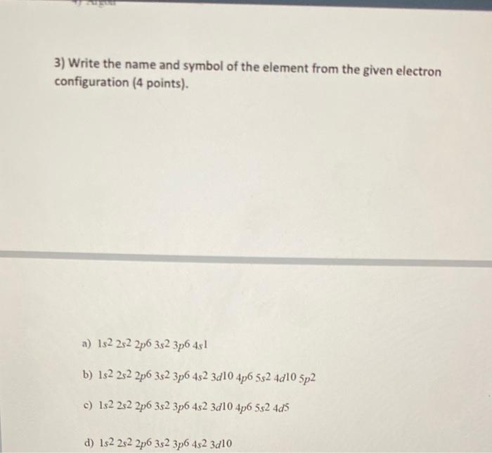 Solved 3 Write The Name And Symbol Of The Element From The 2703