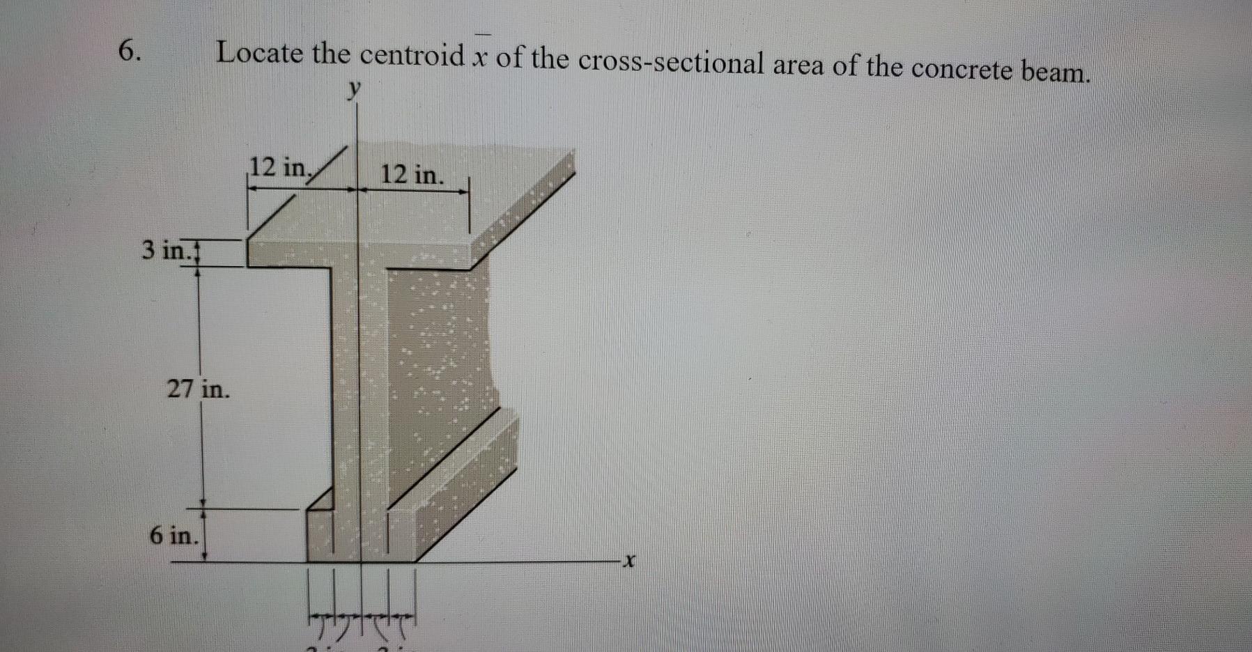 Solved 6. Locate the centroid x of the cross-sectional area | Chegg.com