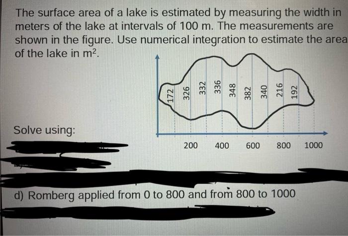 Solved The surface area of a lake is estimated by measuring | Chegg.com