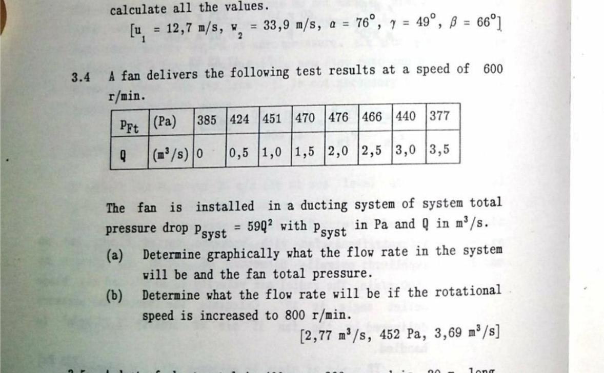 Solved calculate all the values. [u1=12,7 m/s,w2=33,9 | Chegg.com