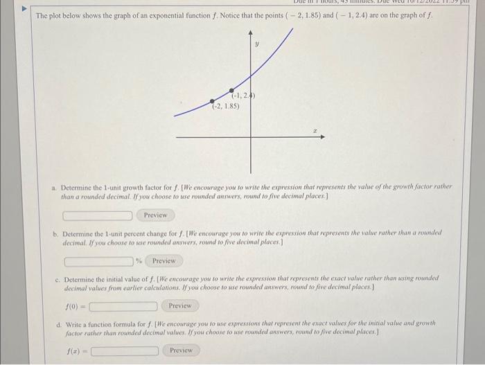 Solved The plot below shows the graph of an exponential | Chegg.com