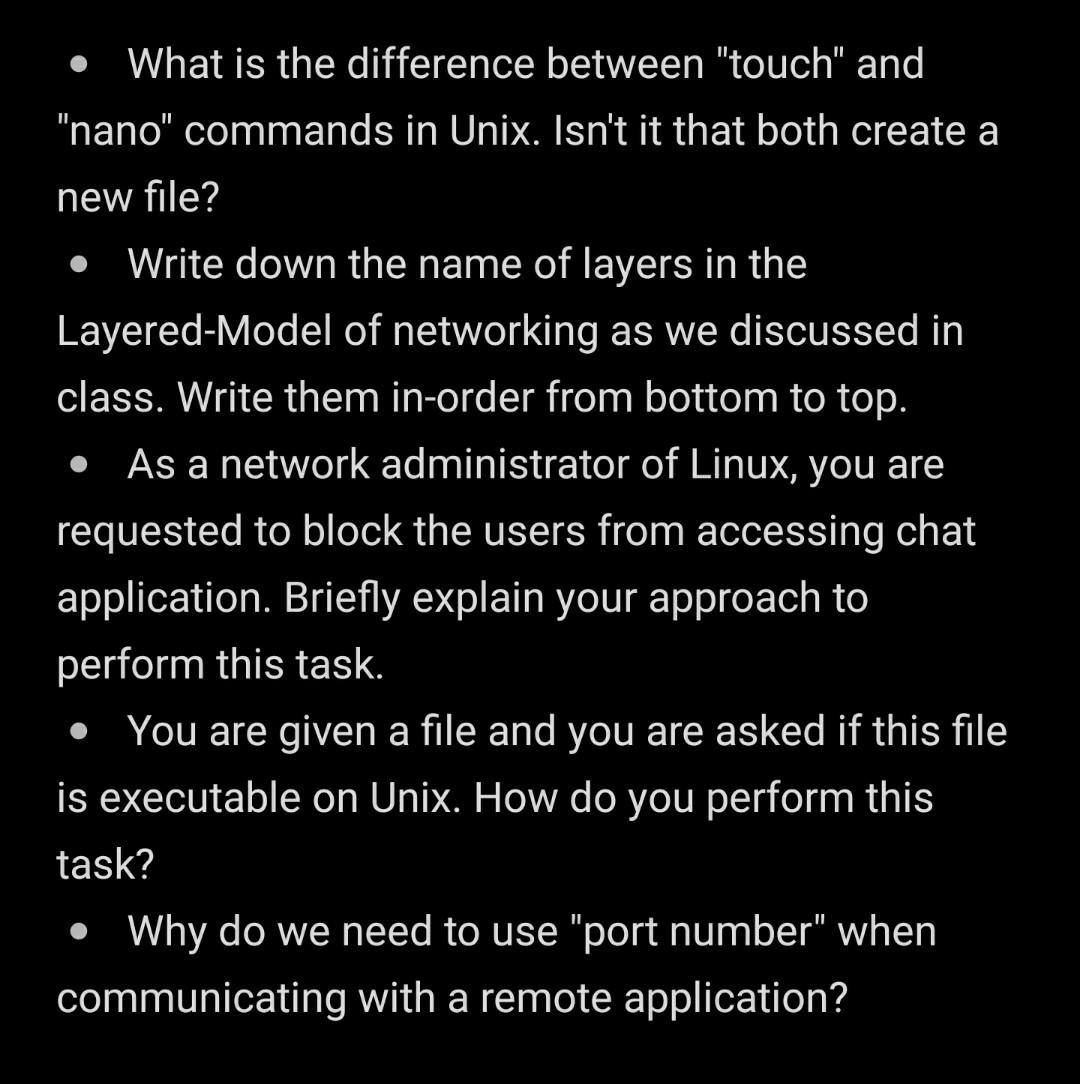 Solved What is the difference between "touch" and "nano" | Chegg.com
