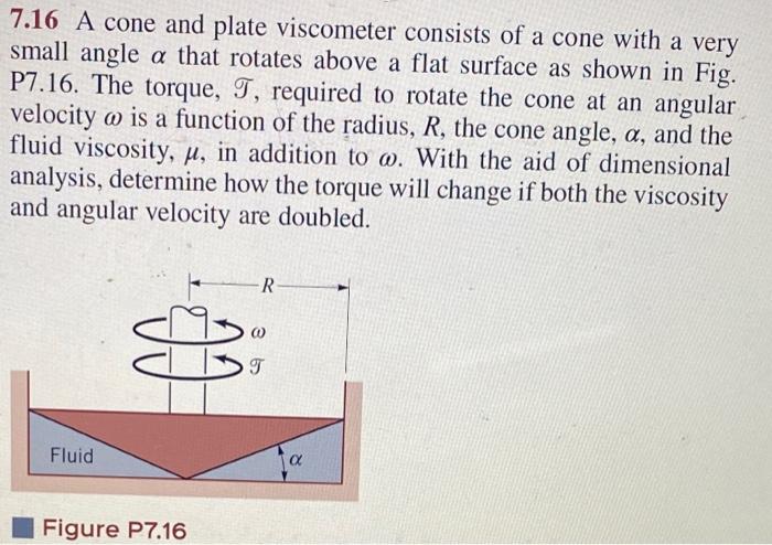 Solved 7.16 A cone and plate viscometer consists of a cone | Chegg.com