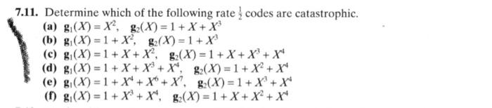 Solved 1. Determine which of the following rate 21 codes are | Chegg.com
