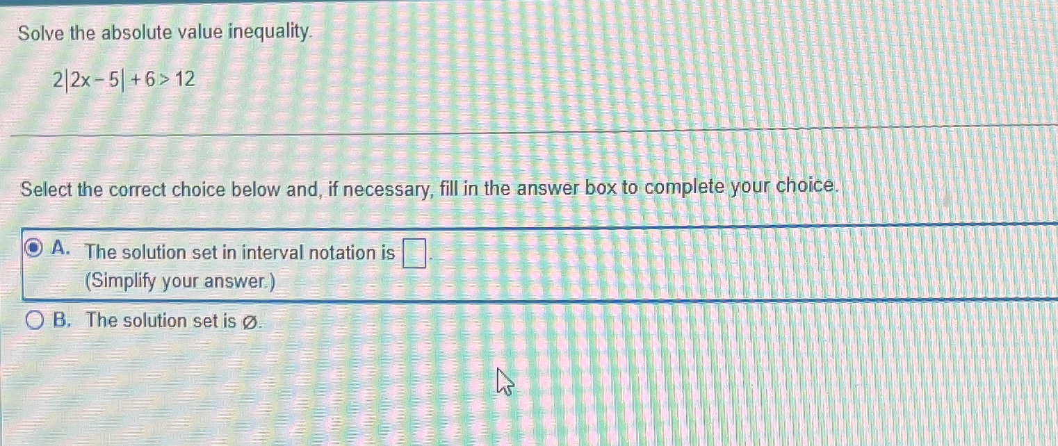 Solved Solve the absolute value | Chegg.com