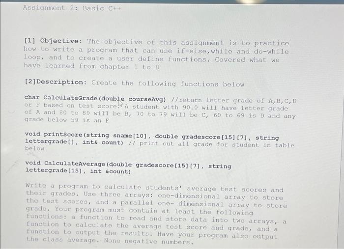 Solved Assignment 2: Basic CH [1] Objective: The objective | Chegg.com