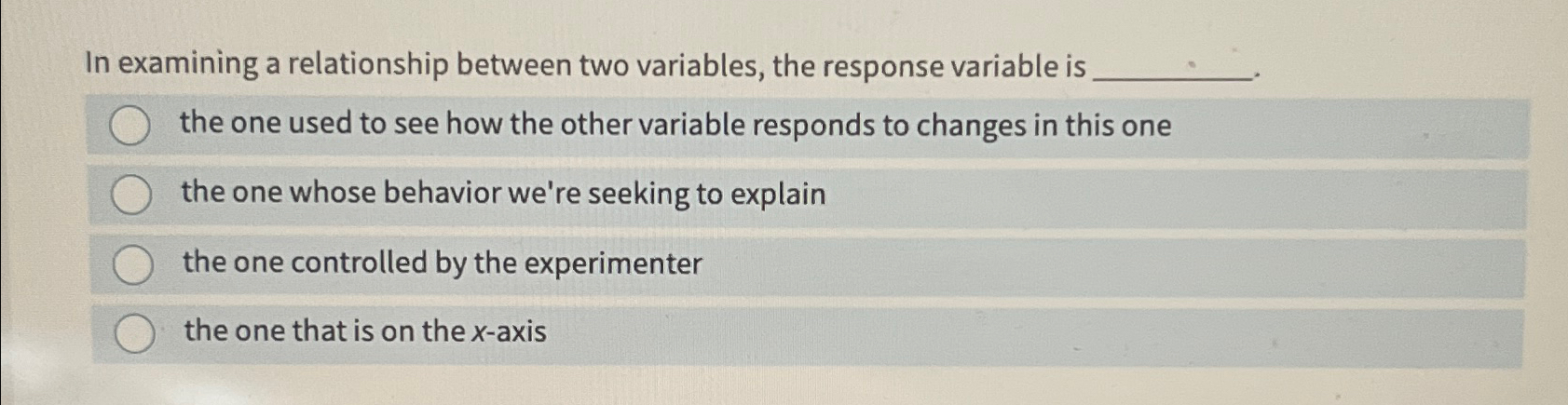 Solved In examining a relationship between two variables, | Chegg.com