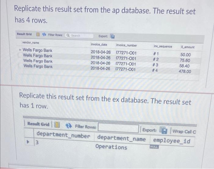 Solved This result set is from the ex database. The result | Chegg.com