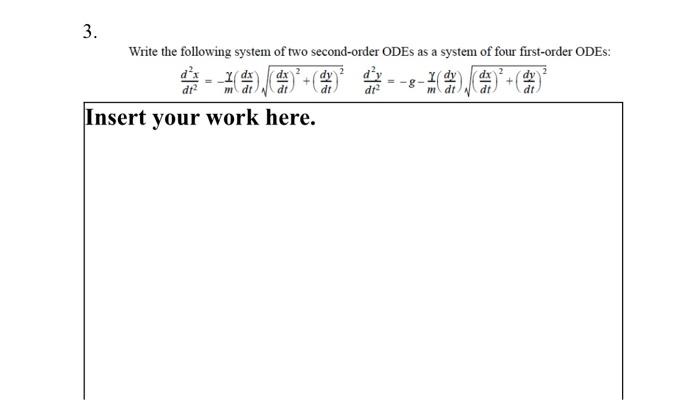 Solved 3. Write the following system of two second-order | Chegg.com