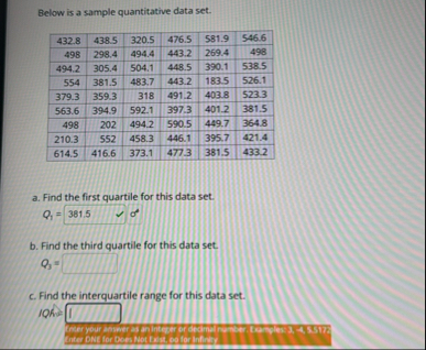 Solved Below is a sample quantitative data | Chegg.com