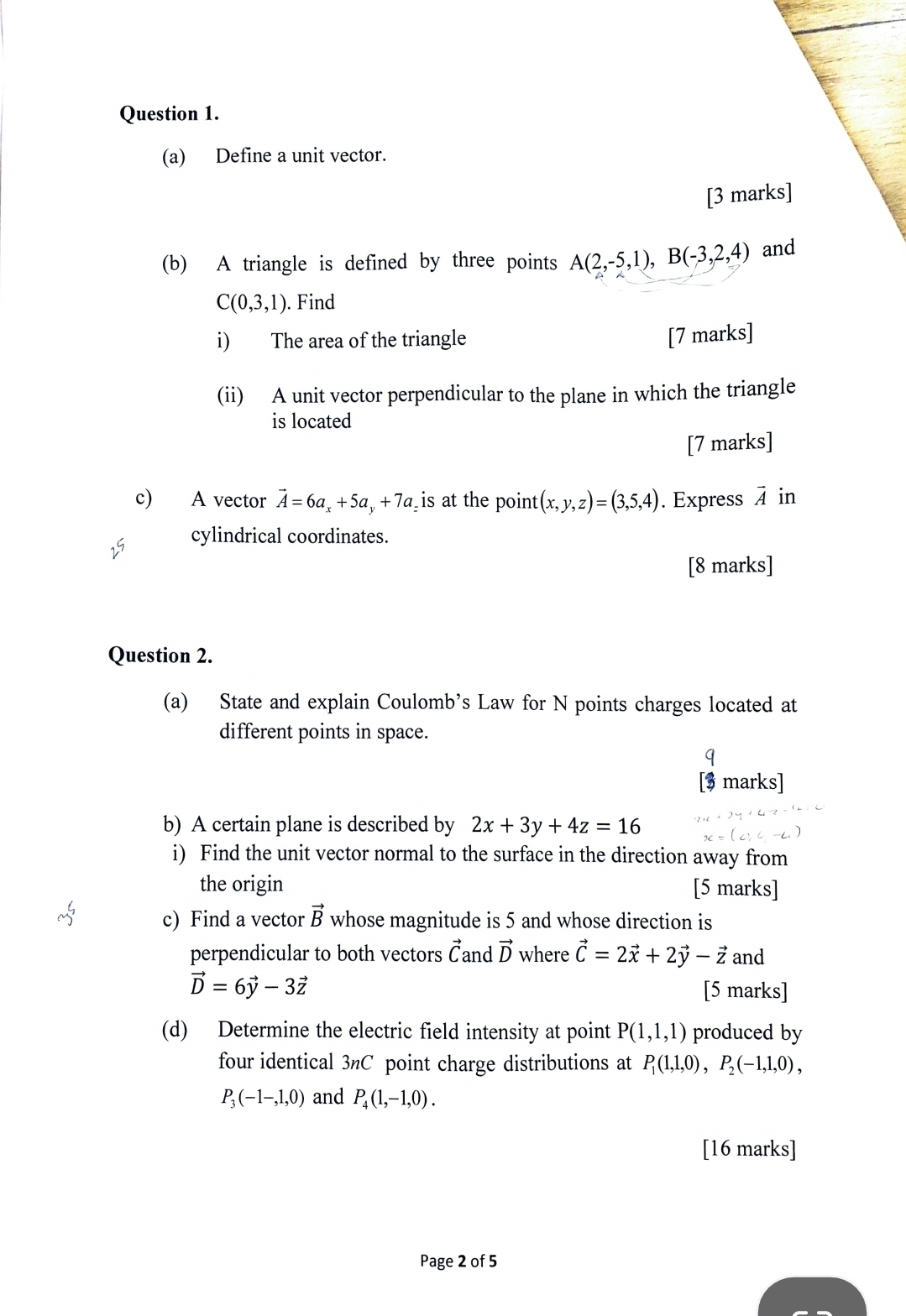 Solved Question 1.(a) ﻿Define a unit vector.[3 ﻿marks](b) ﻿A | Chegg.com