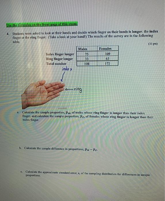 Solved Use the formulas on the front page of this exam, 4. | Chegg.com