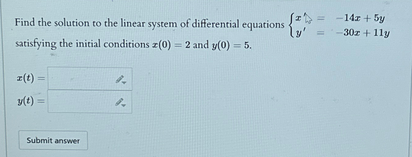 Solved Find the solution to the linear system of | Chegg.com