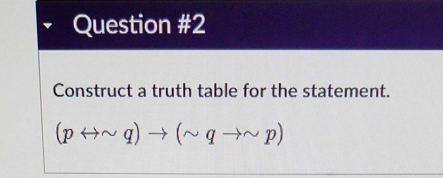 Solved Construct a truth table for the statement. | Chegg.com