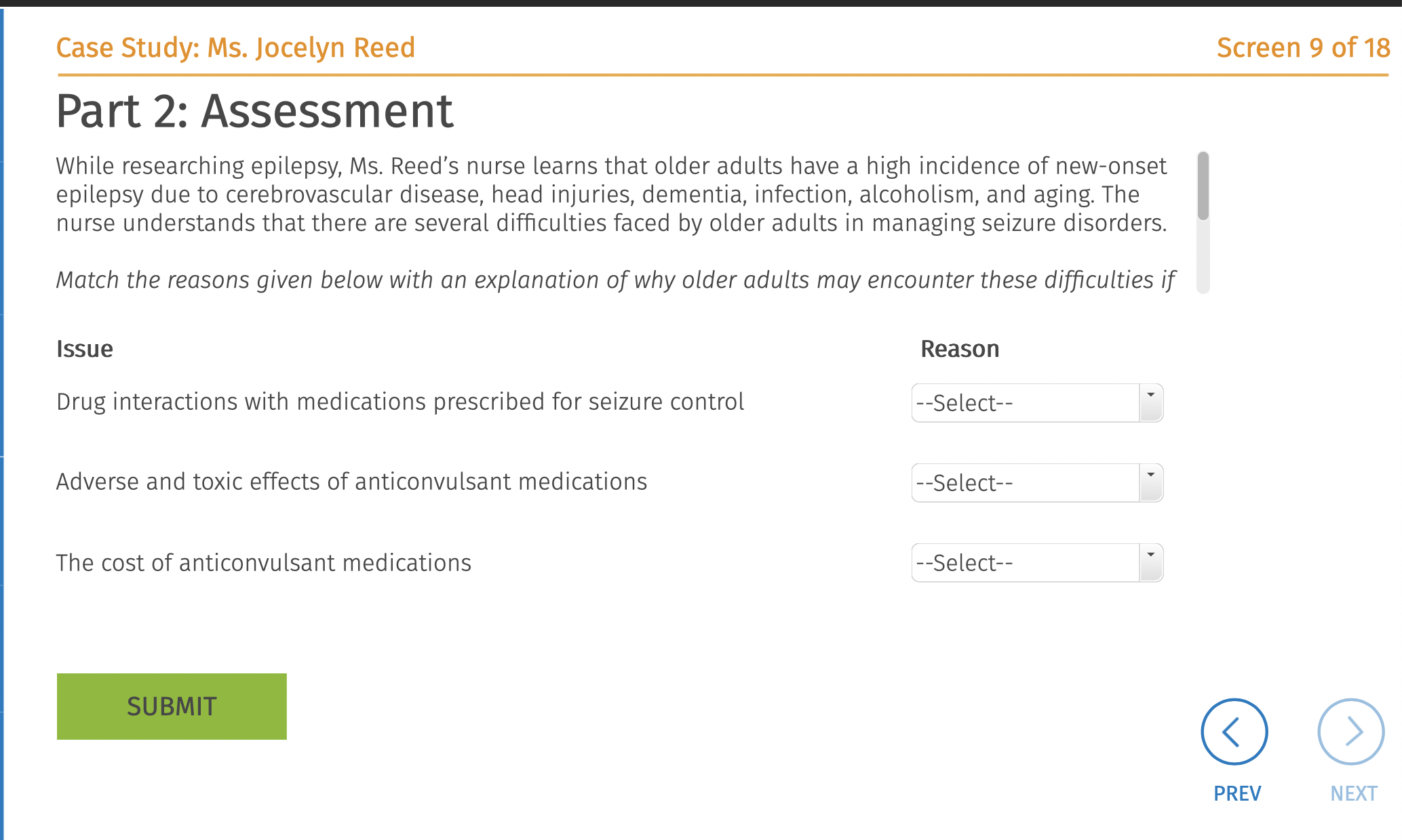Solved Part 2: AssessmentWhile researching epilepsy, Ms. | Chegg.com