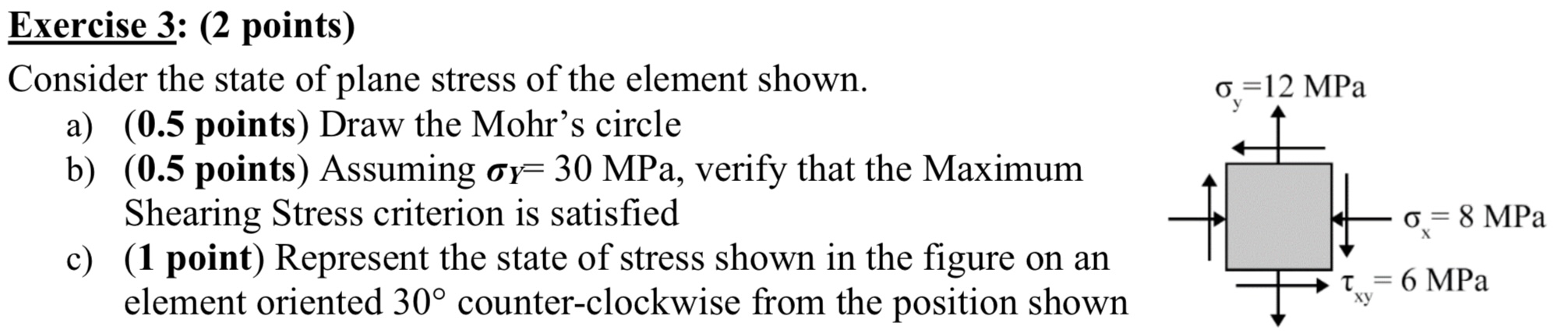 Solved Exercise 3: (2 points)Consider the state of plane | Chegg.com Solved Exercise 3: (2 points)Consider the state of plane | Chegg.com