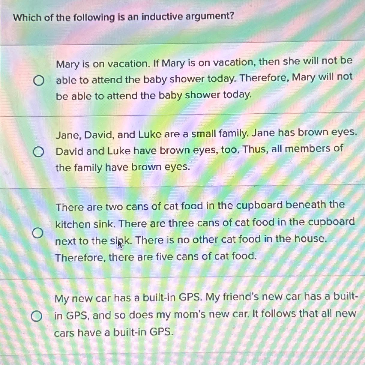 Solved Which of the following is an inductive argument?Mary | Chegg.com