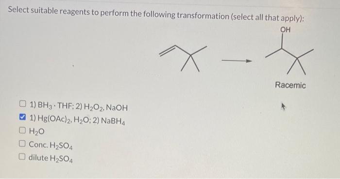 Solved Select suitable reagents to perform the following | Chegg.com