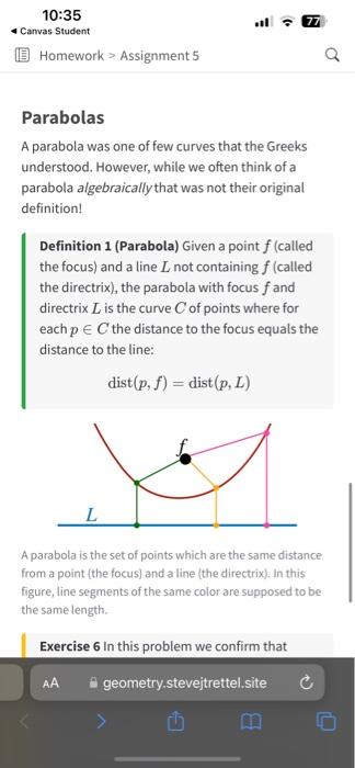 Solved each p∈C the distance to the focus equals the | Chegg.com