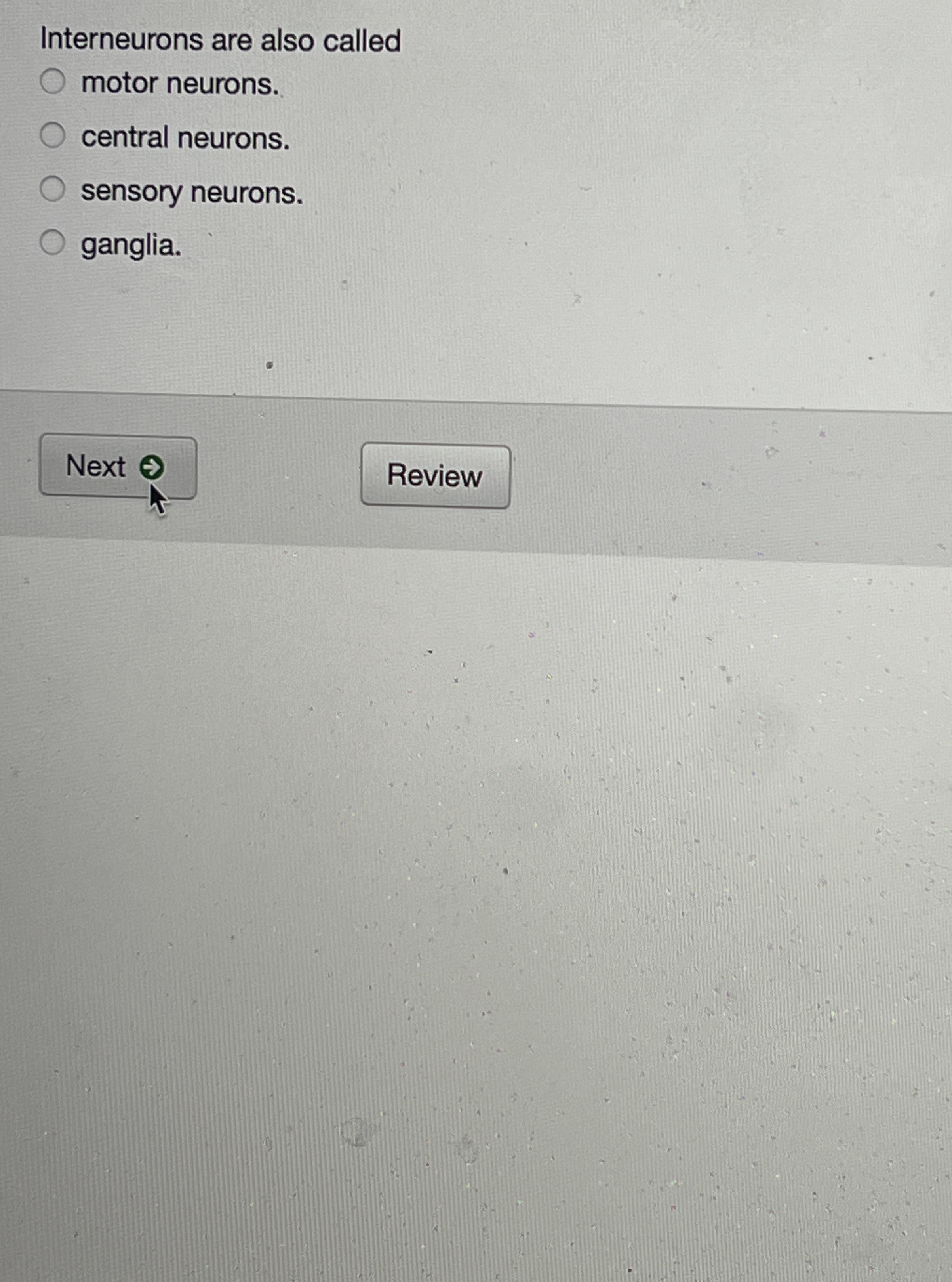 Solved Interneurons are also called motor neurons.central | Chegg.com