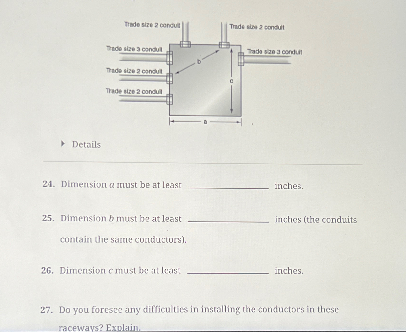 Solved Details24. ﻿Dimension a must be at least | Chegg.com