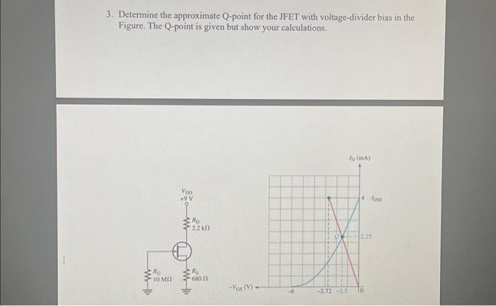 Solved I 3. Determine the approximate Q-point for the JFET | Chegg.com