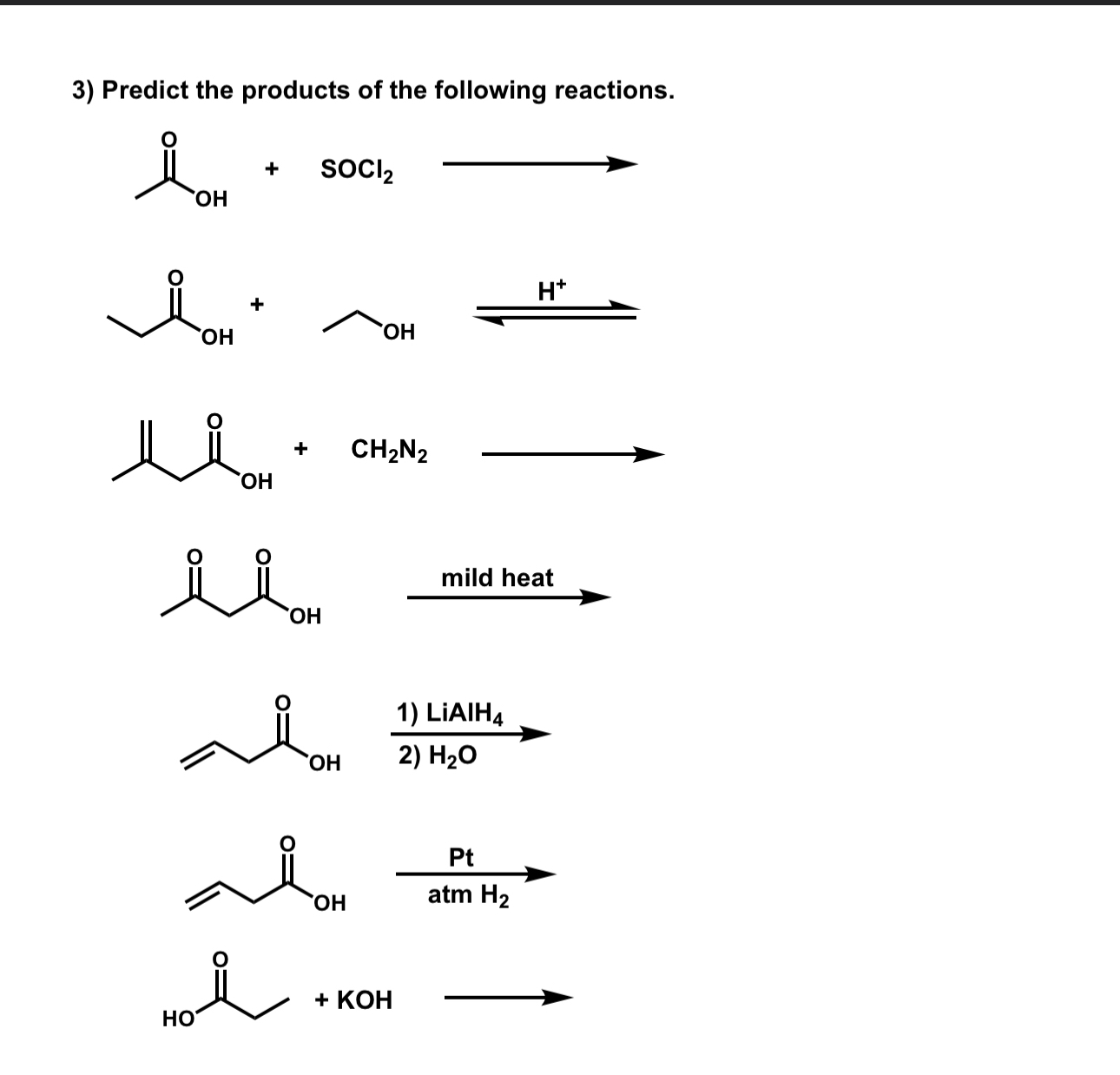Solved Predict the products of the following reactions. | Chegg.com