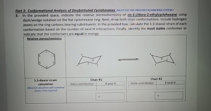 Solved Part 3: Conformational Analysis of Disubstituted | Chegg.com