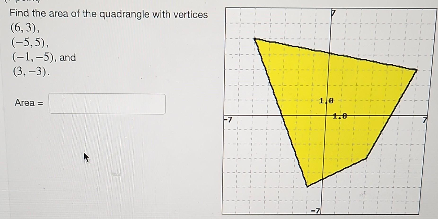 Find the area of the quadrangle with vertices (6,3), | Chegg.com